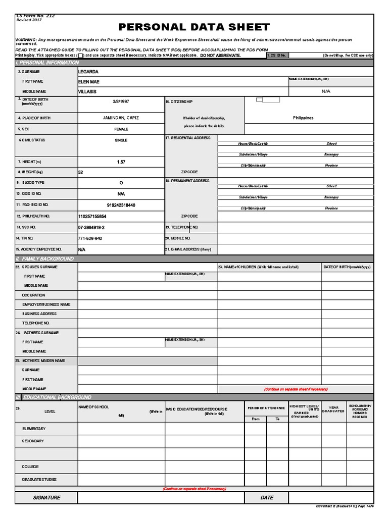 Pds Form 2017 | PDF | Passport | Crime & Violence