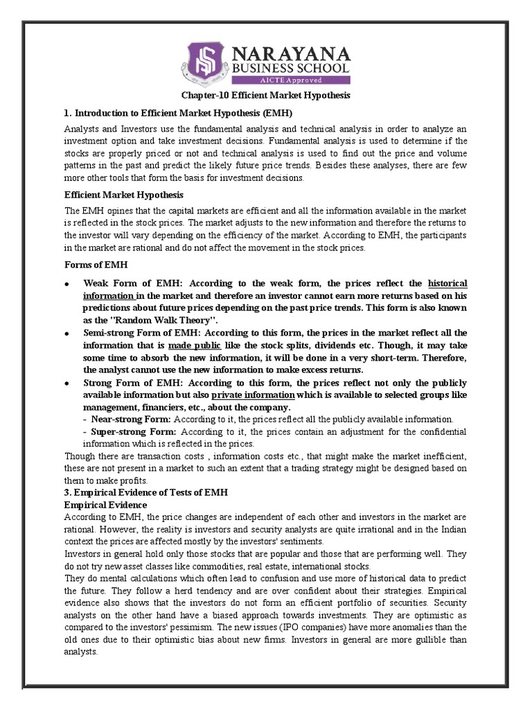 Unit 2 Efficient Market Hypothesis | PDF | Efficient Market Hypothesis | Technical Analysis