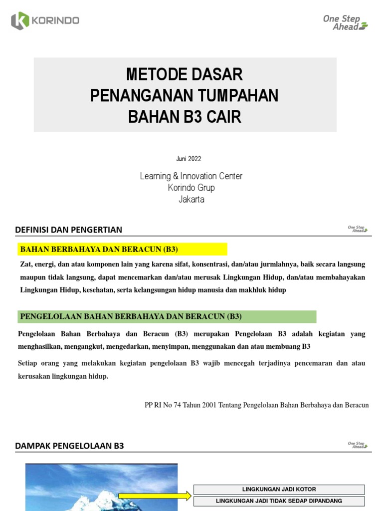 Metode Dasar Penanganan Tumpahan B3 Cair | PDF