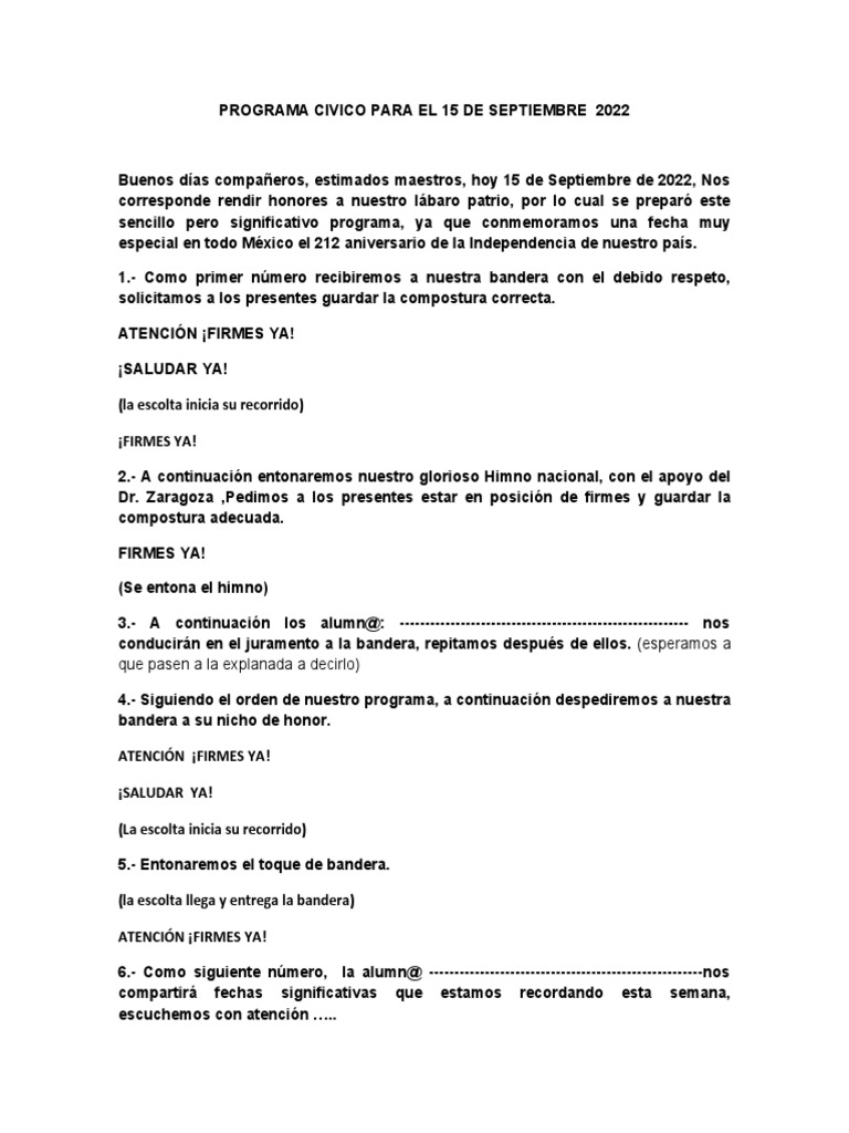 Programa Civico 15 Septiembre | PDF