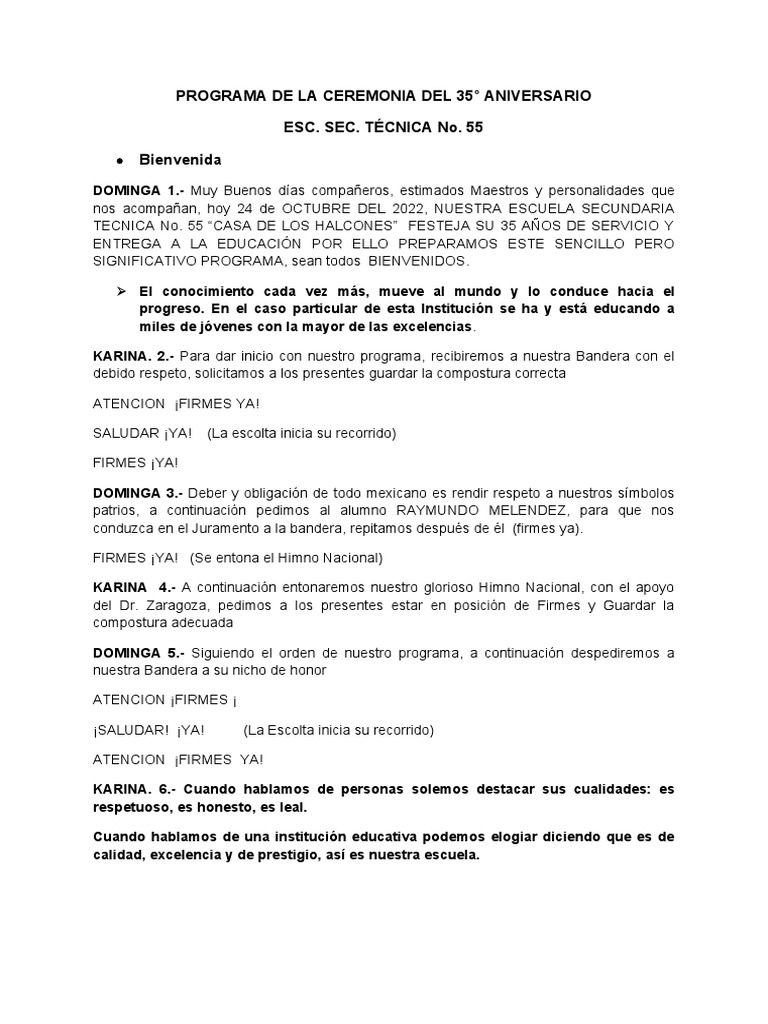 Programa Aniversario 35 | PDF