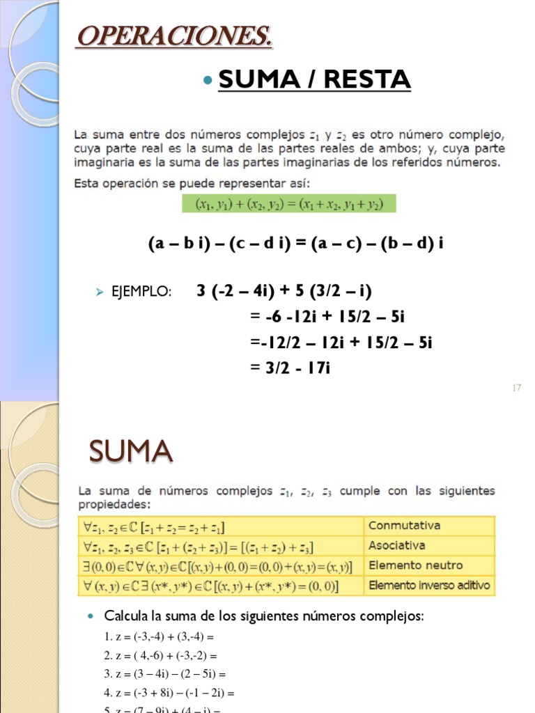Operaciones con Números Complejos | PDF