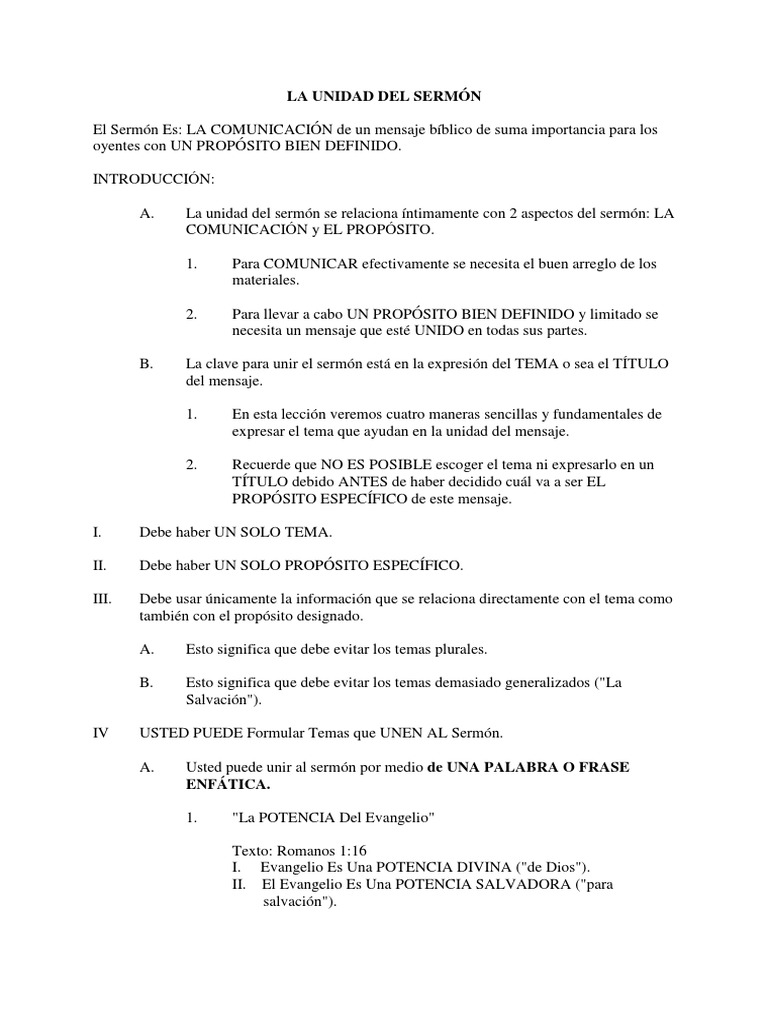 3 La Unidad Del Sermon | Descargar gratis PDF | Sermón | Cristo (título)