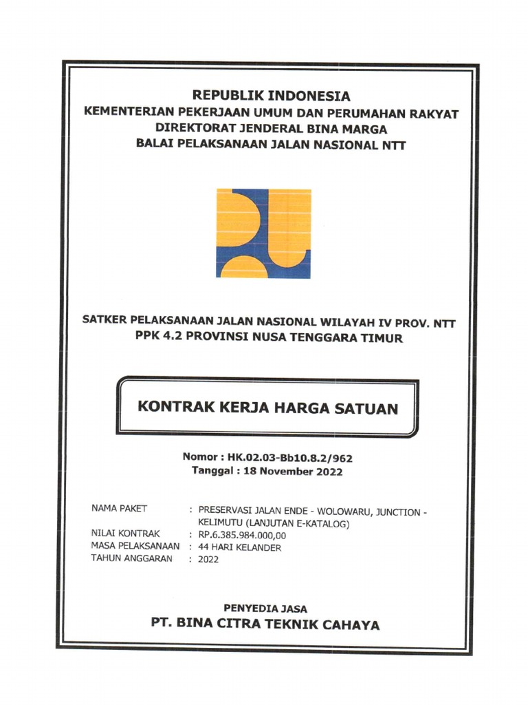 Kontrak Preservasi Lanjutan E-Katalog | PDF