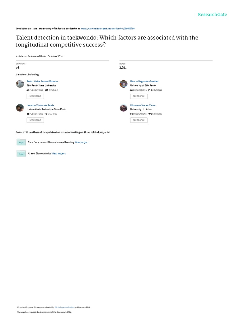 Talent Detection in Taekwondo | PDF | Standard Score | Metrology