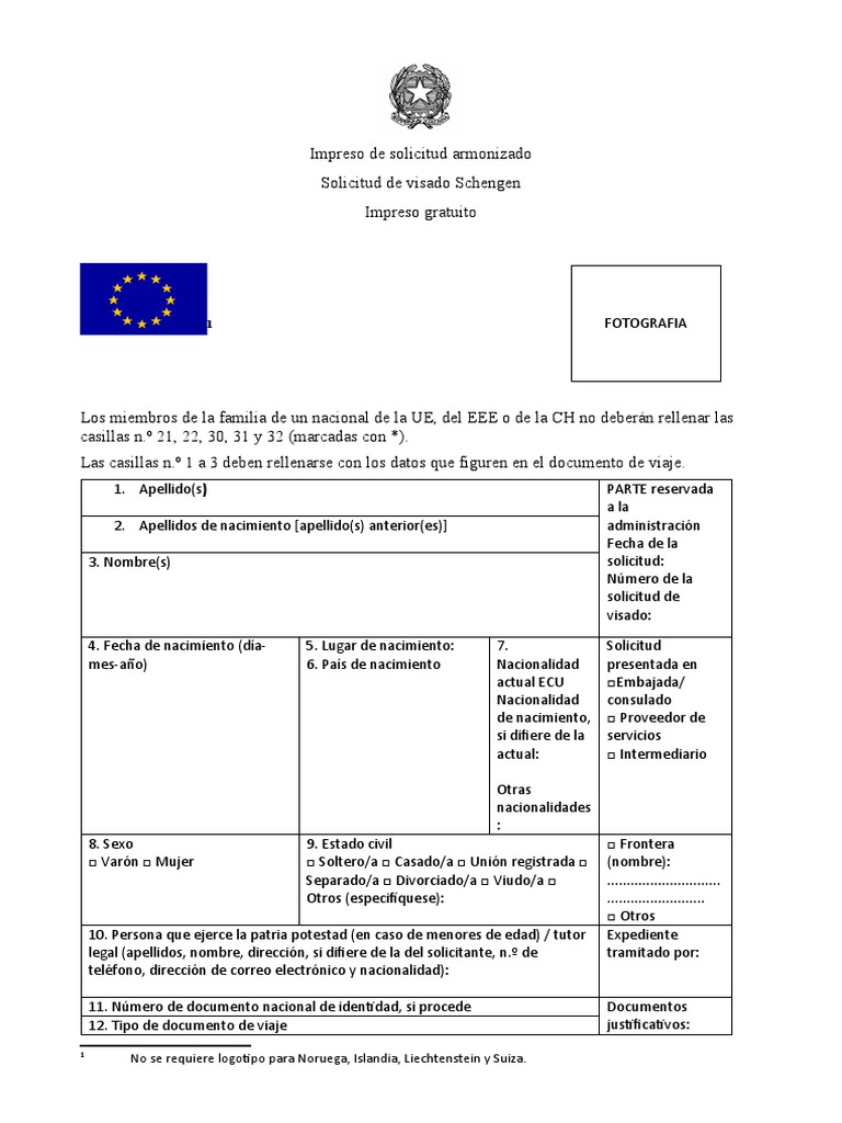 Solicitud de Visado Schengen | PDF | Visa de viaje | Gobierno