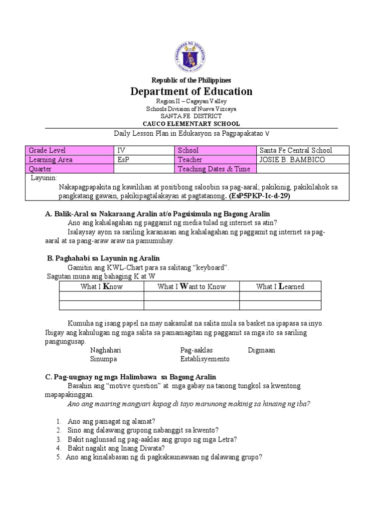 Dlp Esp5 Q1 Week3 Day1 Pdf