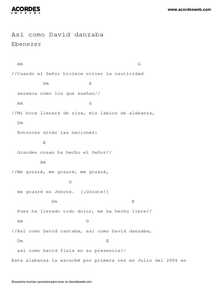 Así Como David Danzaba: Ebenezer | PDF