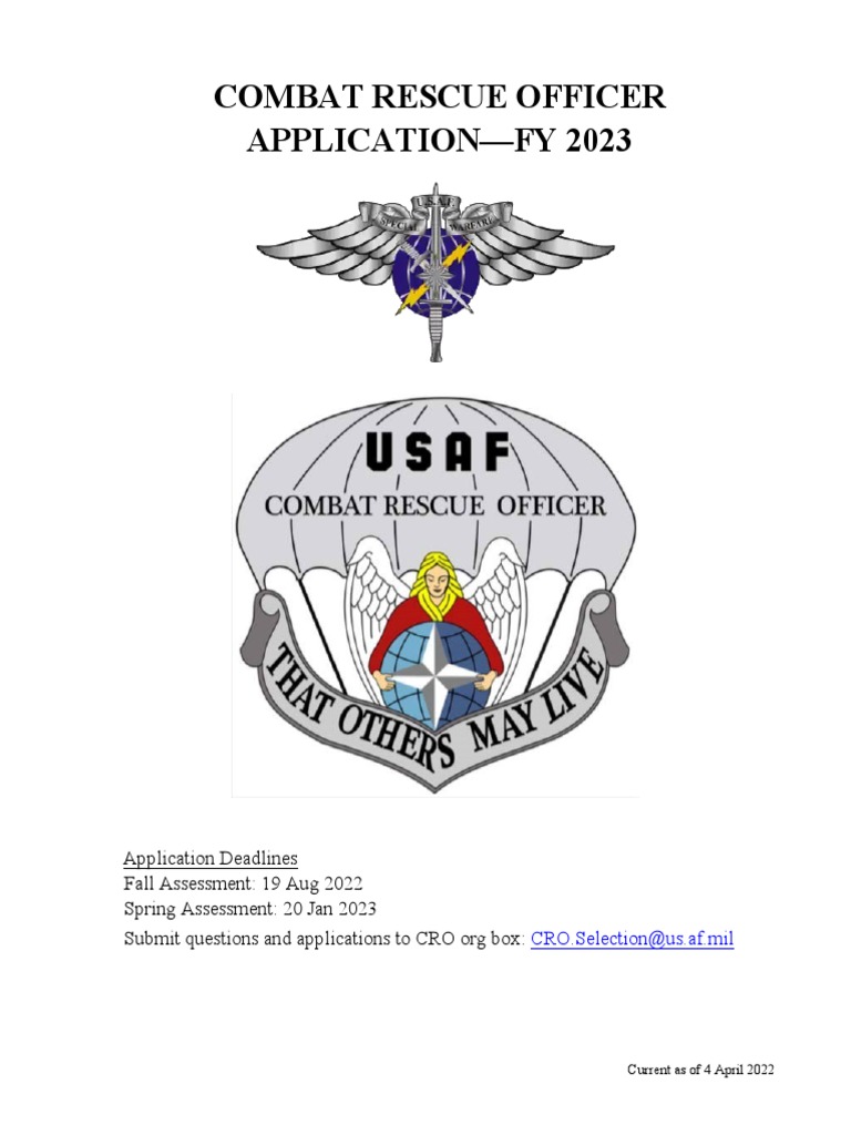 Combat Rescue Officer Application - FY23 | PDF | Clinical Trial