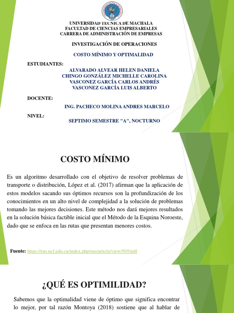 Exposición Costo Minimo - Optimalidad | PDF | Programación dinámica ...