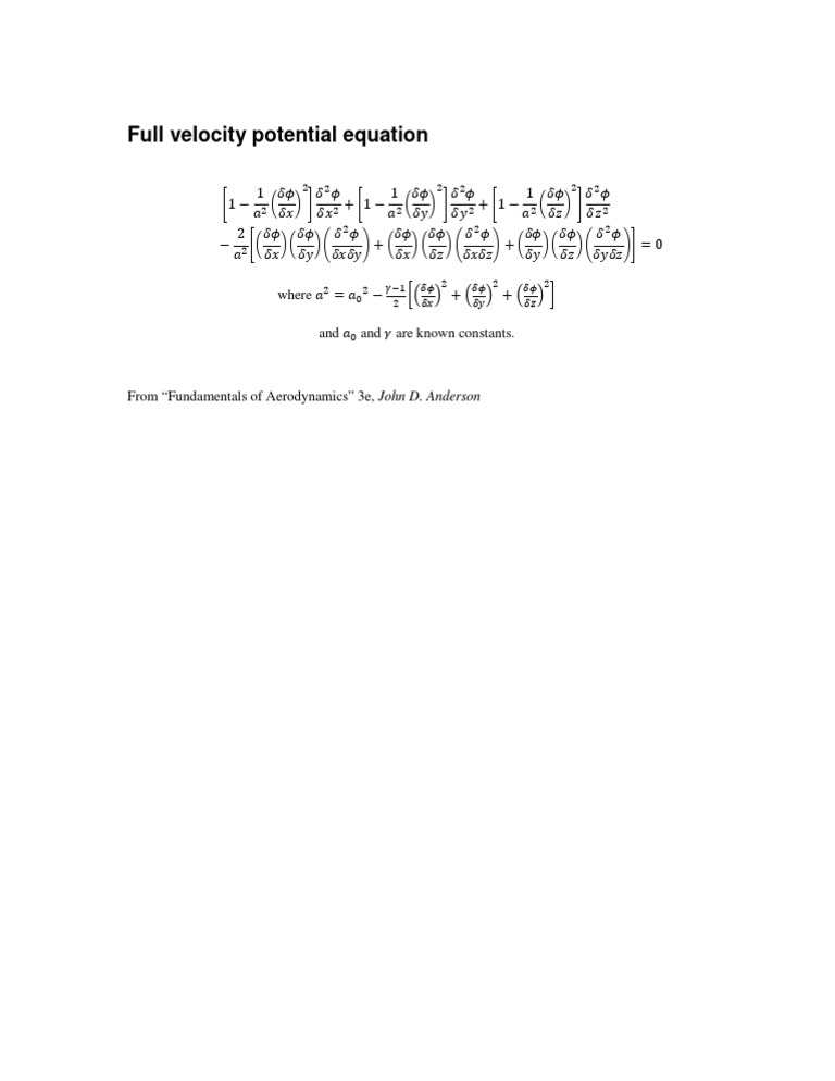 Full Velocity Potential Equation | PDF