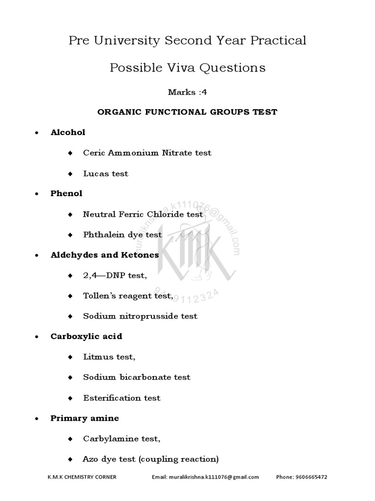 Viva Questions For Second Pu Students | PDF | Amine | Ester