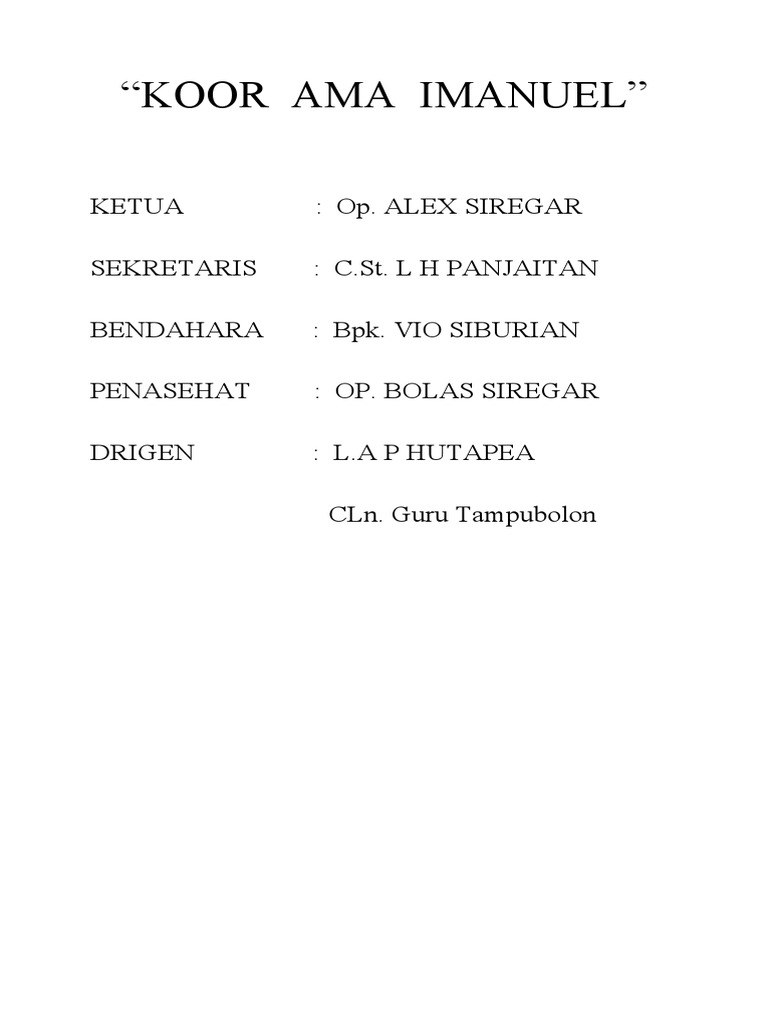 Koor Ama Imanuel | PDF