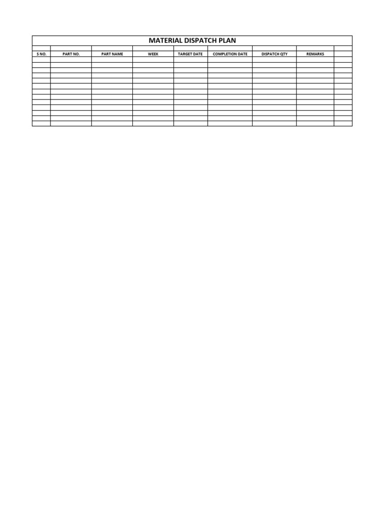 Material Dispatch Plan | PDF