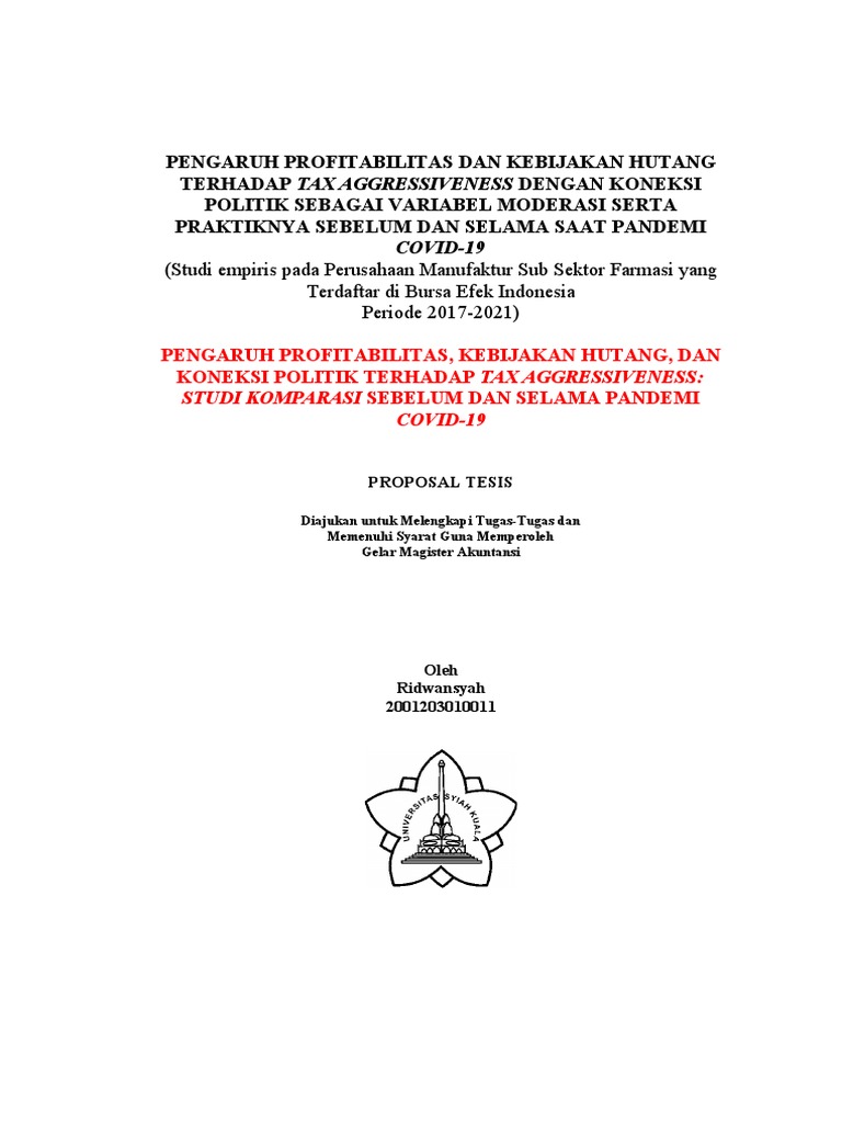 Proposal Ridwansyah - Revisi 1 | PDF