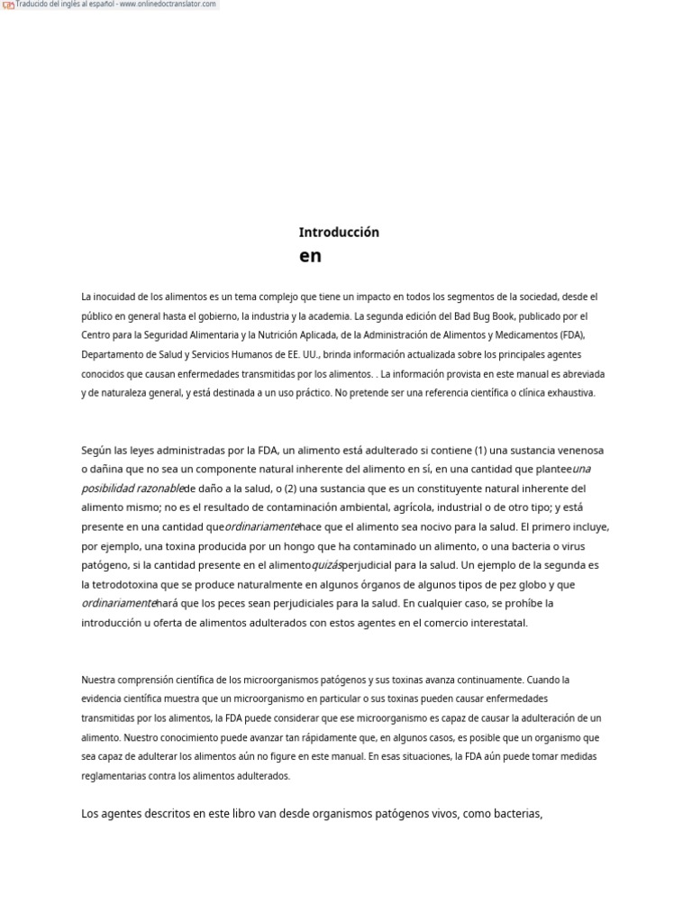 Bad Bug Book: Patógenos Alimentarios | PDF | Alimentos | Diarrea