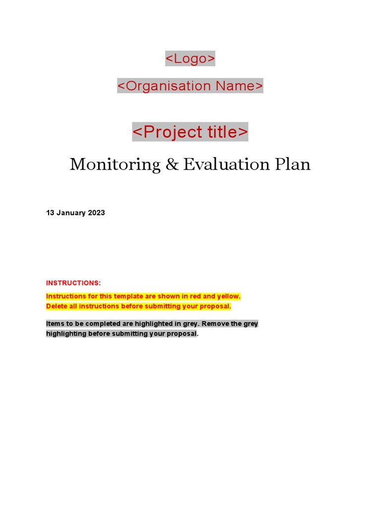 Monitoring-and-Evaluation-ME-Plan-SINGLE PROJECT Template | PDF | Evaluation | Monitoring And ...