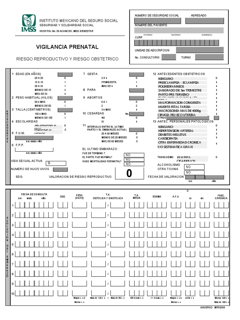 IMSS-40 Formulario prenatal | PDF | Embarazo humano | Desarrollo humano