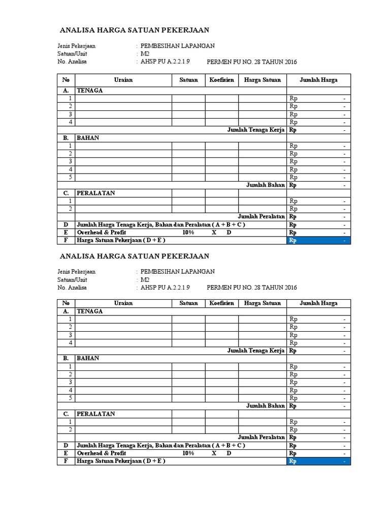 Format Analisa | PDF