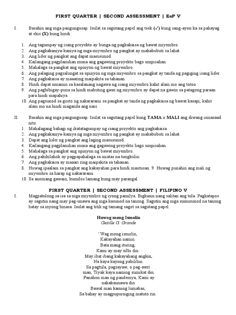 2nd Assessment | PDF