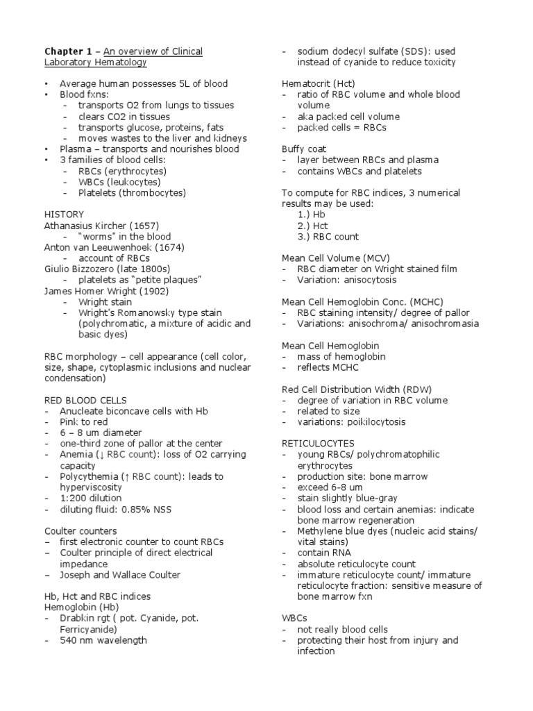 Overview of Clinical Laboratory Hematology | PDF | White Blood Cell ...