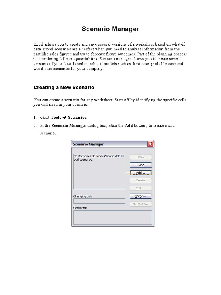 Scenario Notes and Exercises | PDF | Microsoft Excel | Worksheet