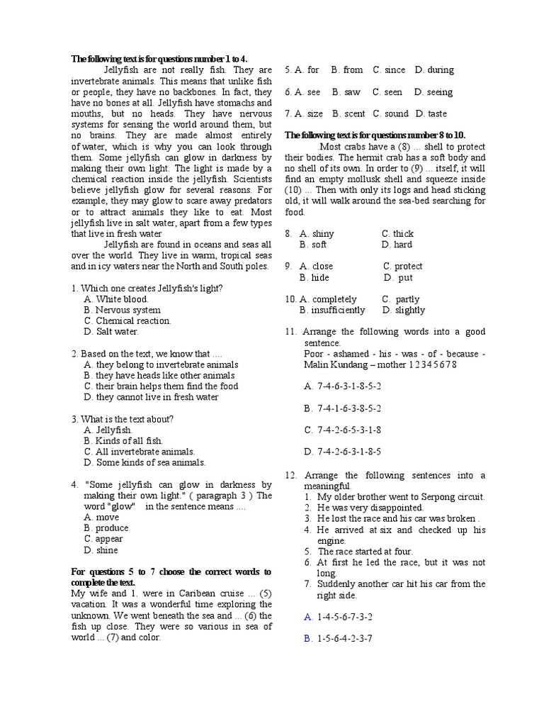Soal Bahasa Inggris Kels Ix | PDF | Fish | Organisms