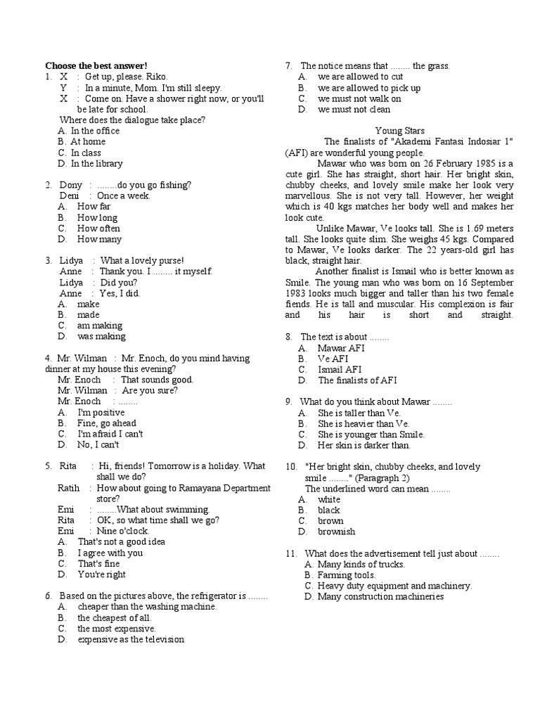 Soal Bahasa Inggris KLS Ix | PDF | Rainforest | New Guinea