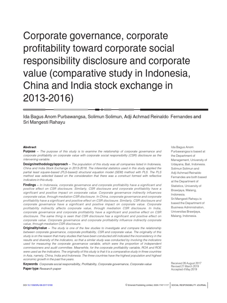Purbawangsa 2019 | PDF | Corporate Social Responsibility | Corporate Governance