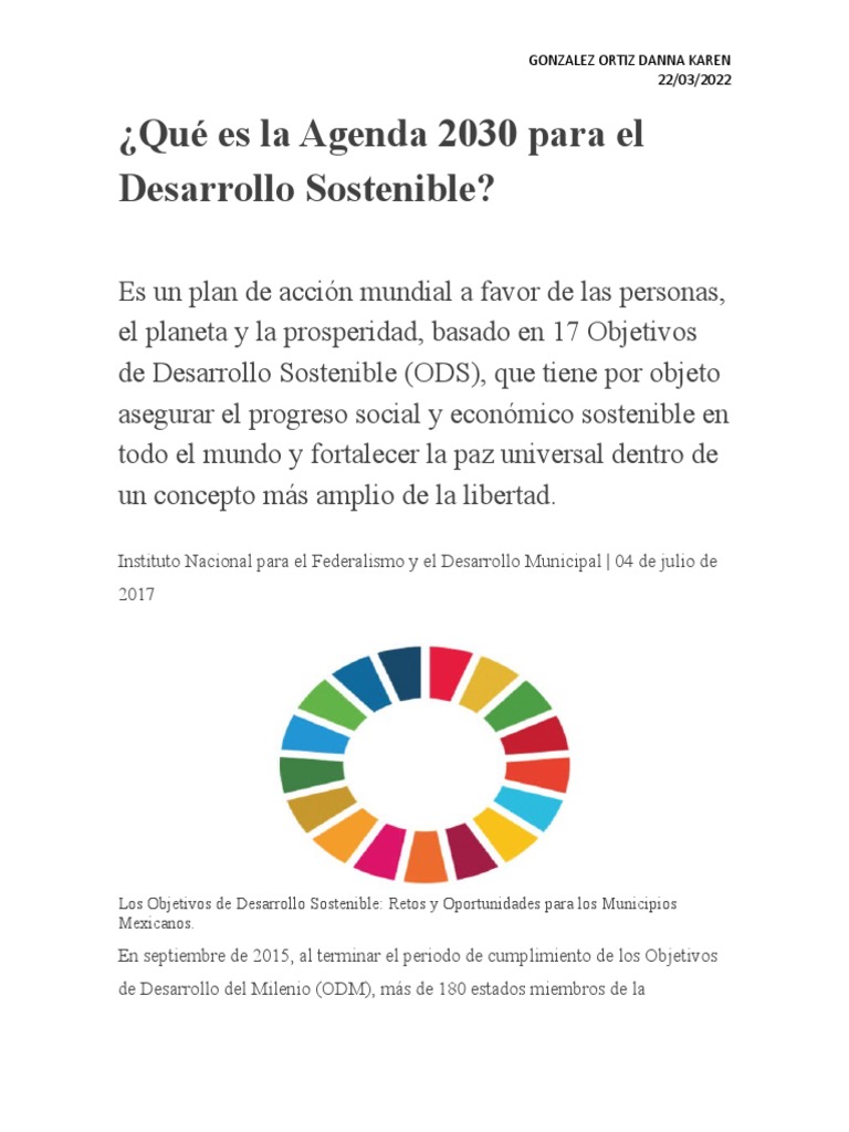 Qué Es La Agenda 2030 para El Desarrollo Sostenible | PDF | Desarrollo sostenible | Economias