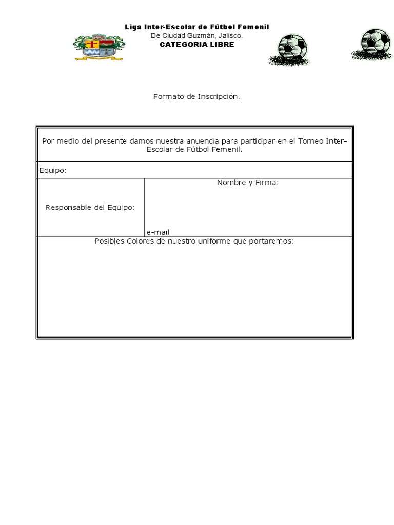 6-Formato de Inscripcion de Equipos | PDF