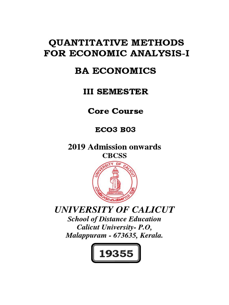 III SEM-BA Eco-Quantitative Methods For Economic Analysis-I | PDF ...
