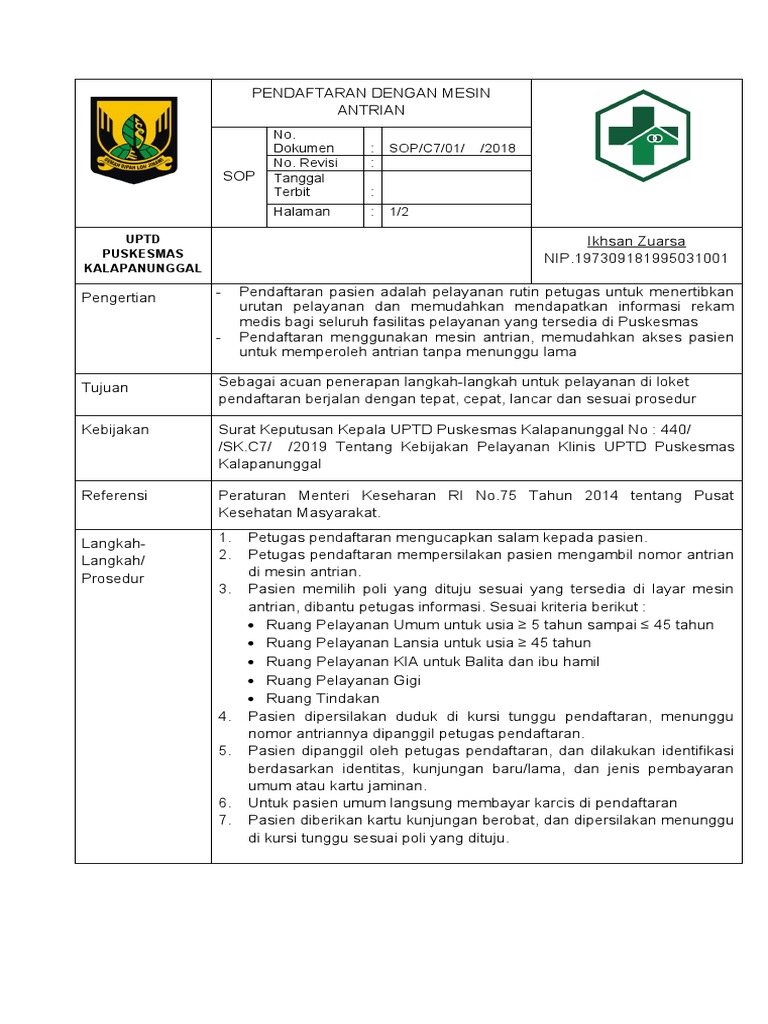 SOP Pendaftaran Mesin | PDF