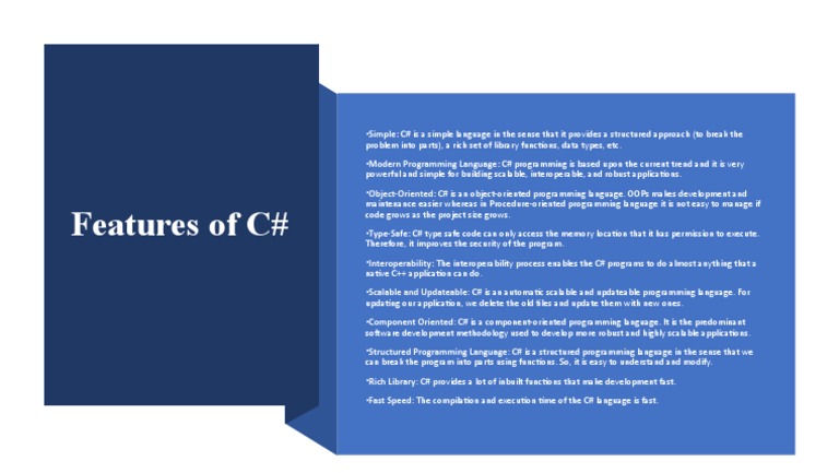 Features of C# | PDF