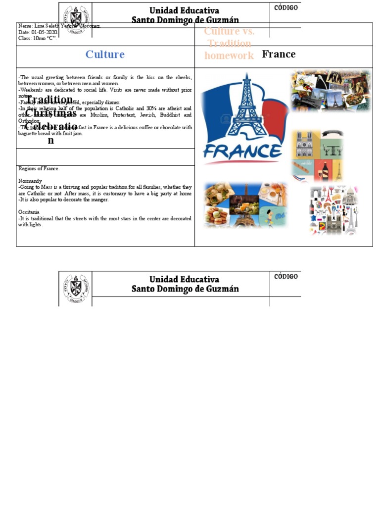 Culture vs. Tradition Homework | PDF