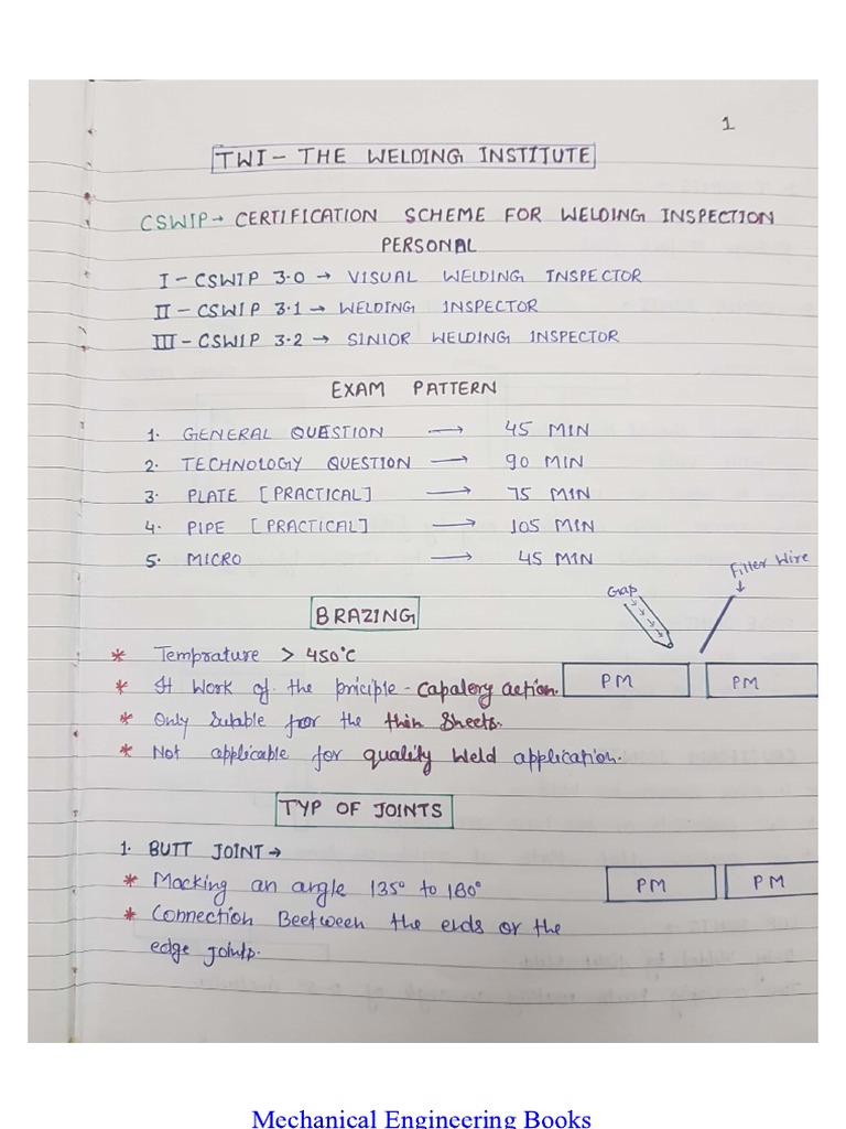 Cswip Welding Notes | PDF | Engineering | Mechanical Engineering