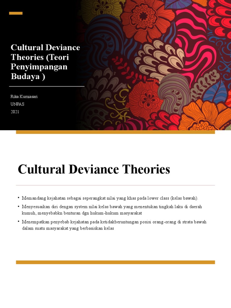 Cultural Deviance Theories (Teori Penyimpangan Budaya) | PDF | Ilmu Sosial