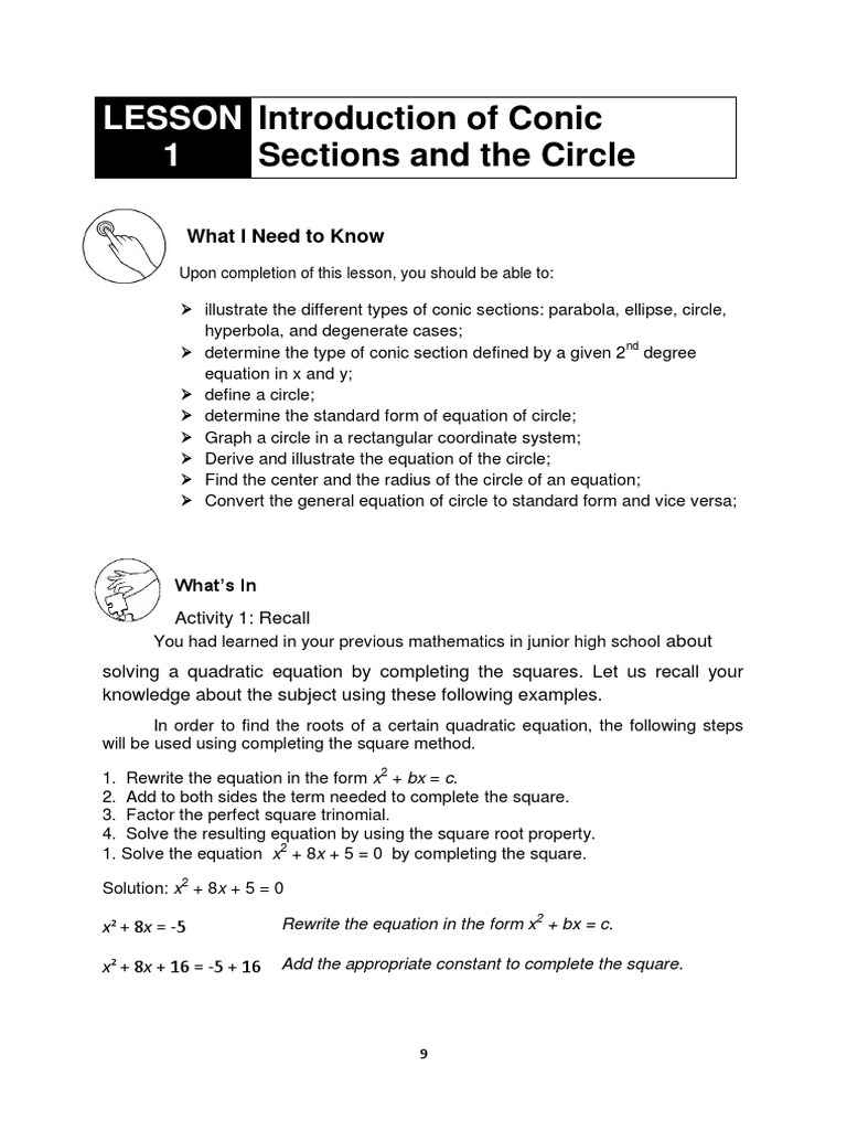 Introduction to Conic Sections and Circles | PDF | Ellipse | Circle