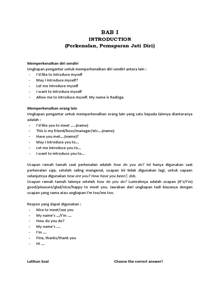Memperkenalkan Diri dan Orang Lain | PDF | Jaguar | Jakarta