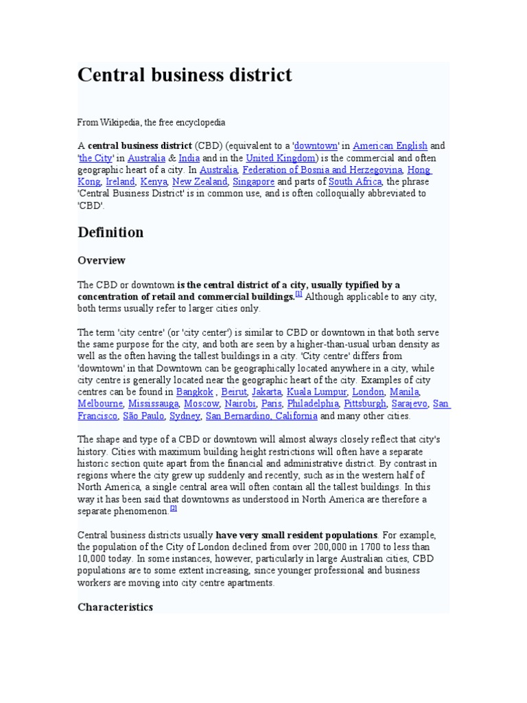 Central Business District | PDF | Urbanization | Urban Planning