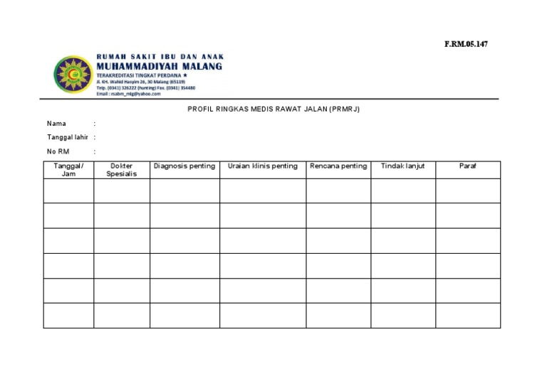 Profil Ringkas Medis Rawat Jalan | PDF