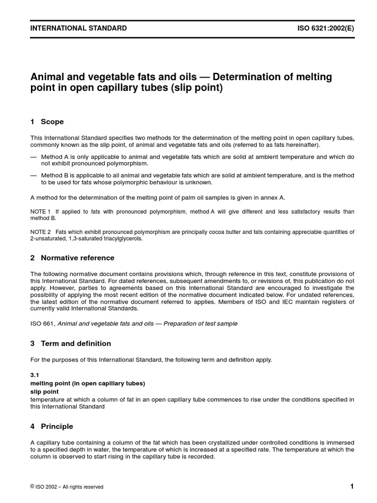 ISO 63212002 (E) Slip Melting Point | PDF | Accuracy And Precision | Water
