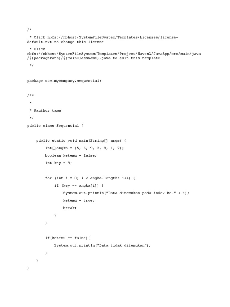 Java Sequential Search Example | PDF | Teaching Methods & Materials ...