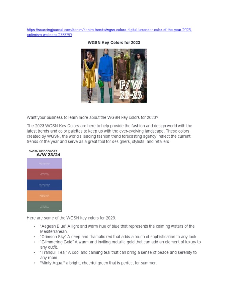 Muhammad-WGSN Key Colors For 2023 | PDF