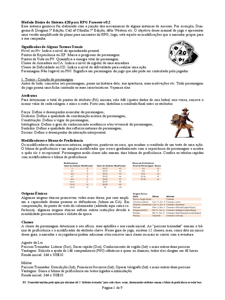 Modulo Basico de Sistema d20 - Faroeste v0.2 | PDF | Jogos de RPG ...