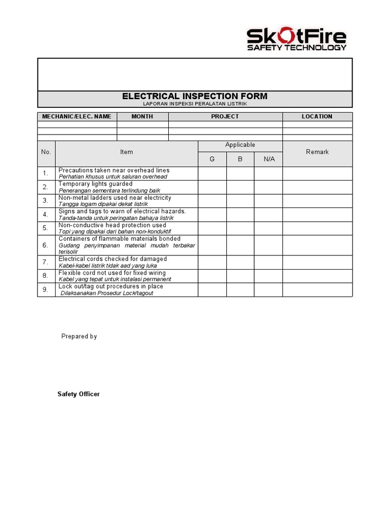Electrical Checklist | PDF