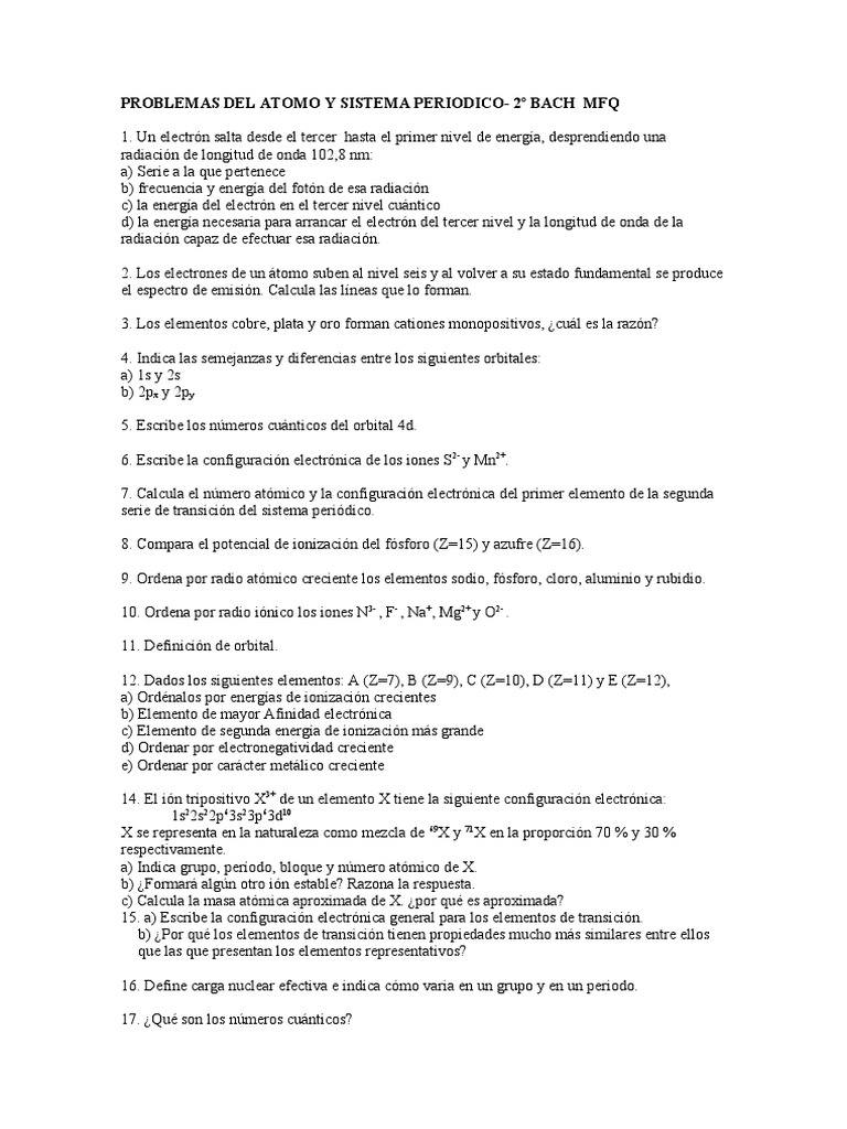 Atomo y Sistema Periodico | PDF | Configuración electronica | Ion