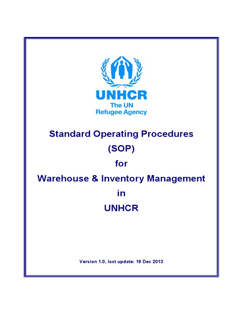 UNHCR Warehouse SOP Guide | PDF | Warehouse | Inventory
