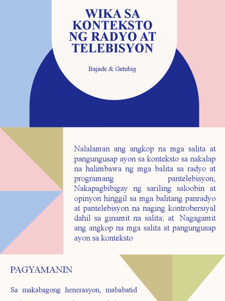 g25 Wika Sa Konteksto NG Radyo at Telebisyon Bajadegetubig | PDF
