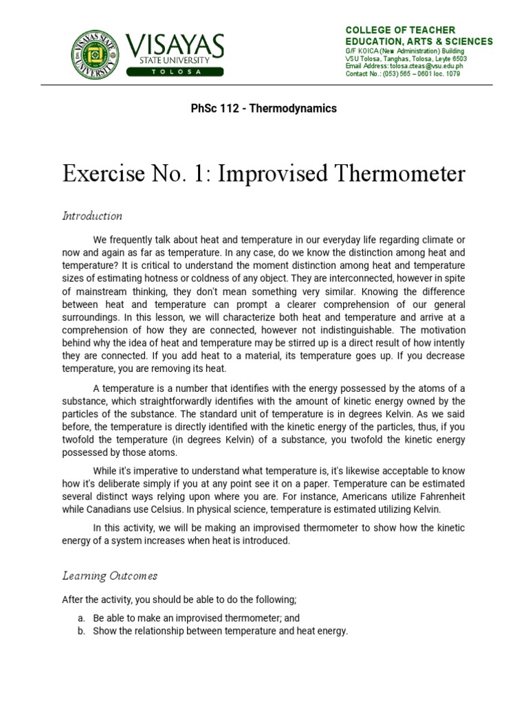 Improvised Thermometer: Showing the Relationship Between Temperature ...